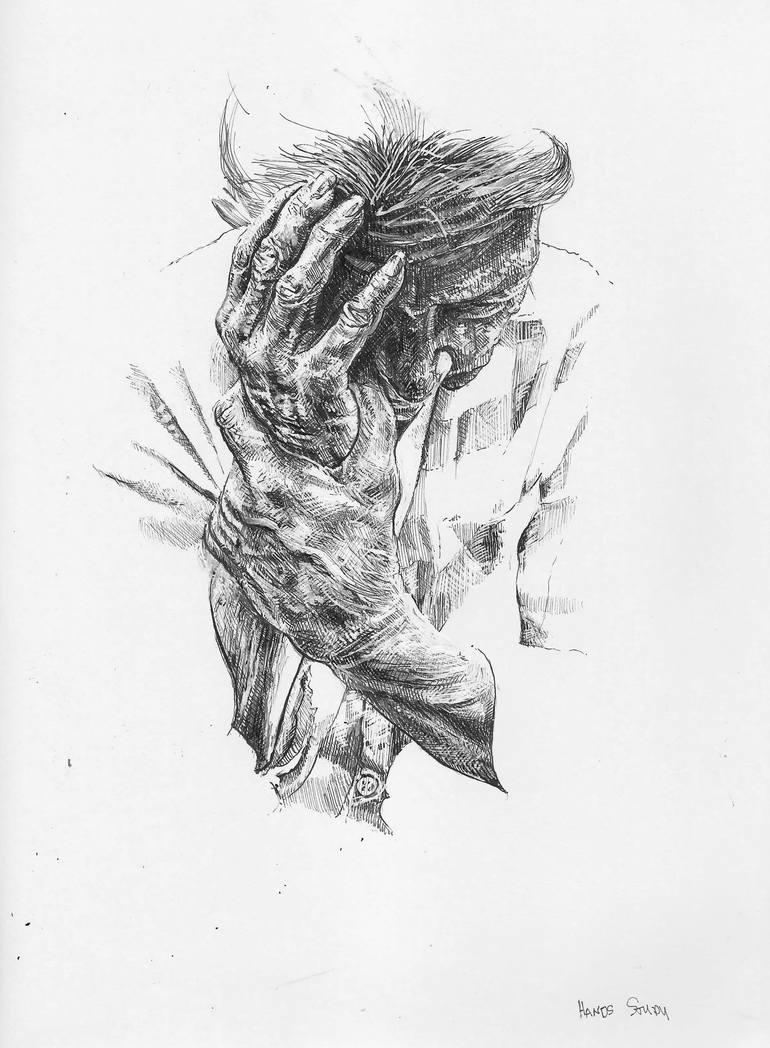 Hands Study Drawing by Cameron Hampton | Saatchi Art