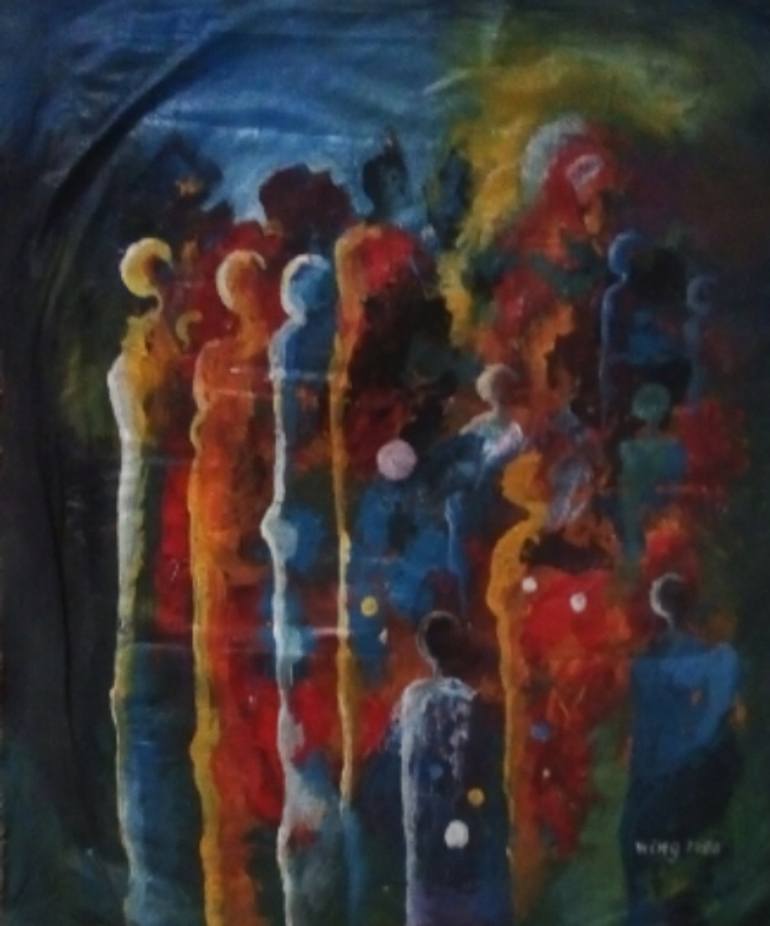 Crowded people Painting by Ngendandumwe William | Saatchi Art