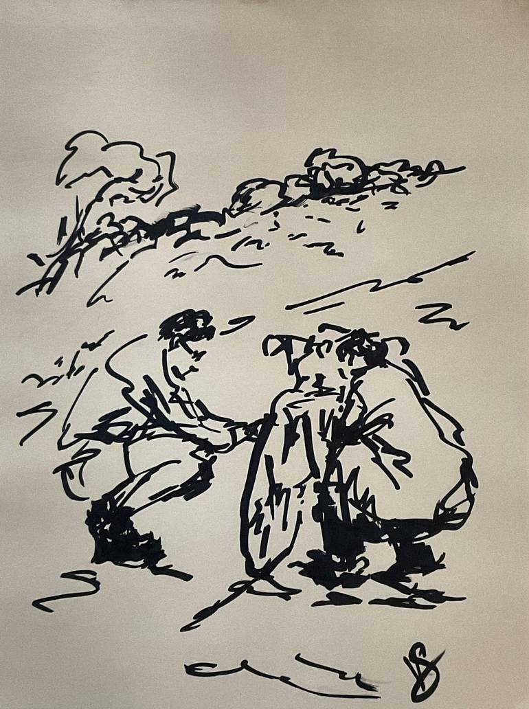 Bike troubles. Drawing by Victoria General | Saatchi Art