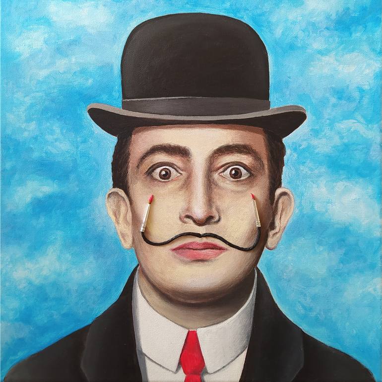 Inspired by Magritte - Dalì's mustach brushes - 2021 Painting by Dario ...