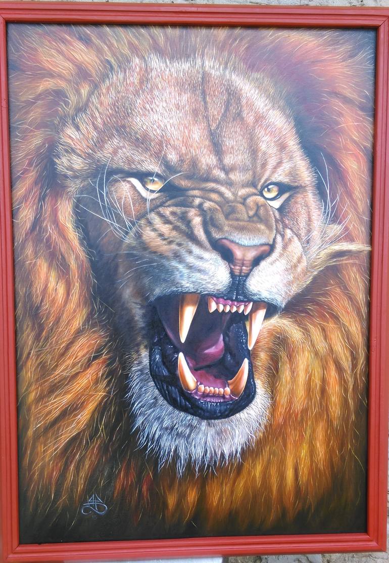 -The power of the Lion- Painting by Burca Alexandru | Saatchi Art