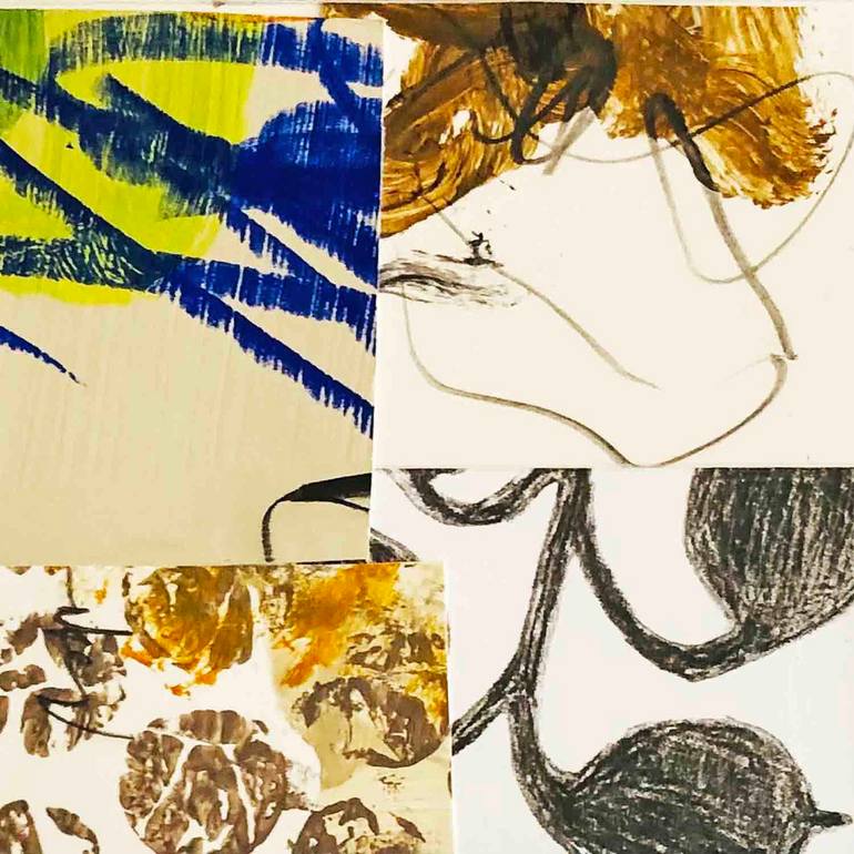 25-1614C Blue Crayon Collage by Brent Baker | Saatchi Art