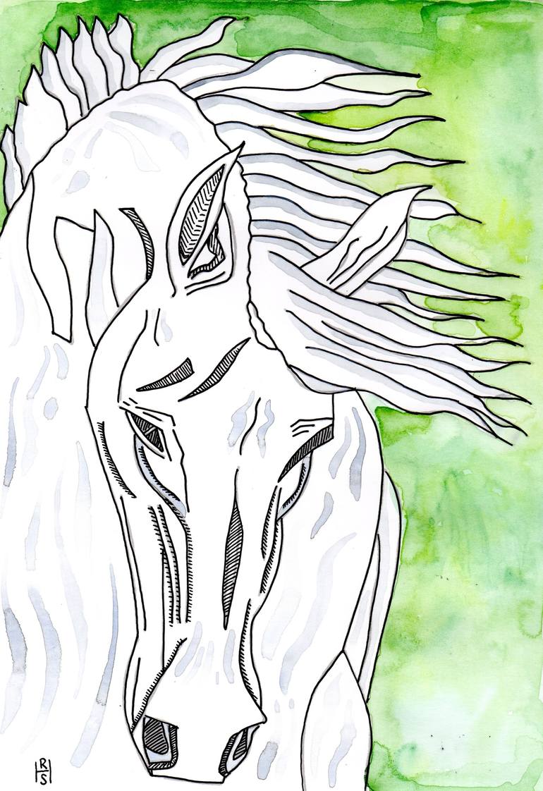 The White Horse - Spring Painting by Stephen Hutchinson | Saatchi Art