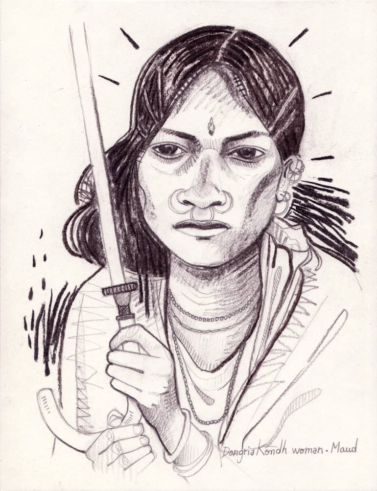 Dongria Kondh Woman Drawing by Maud Besson | Saatchi Art