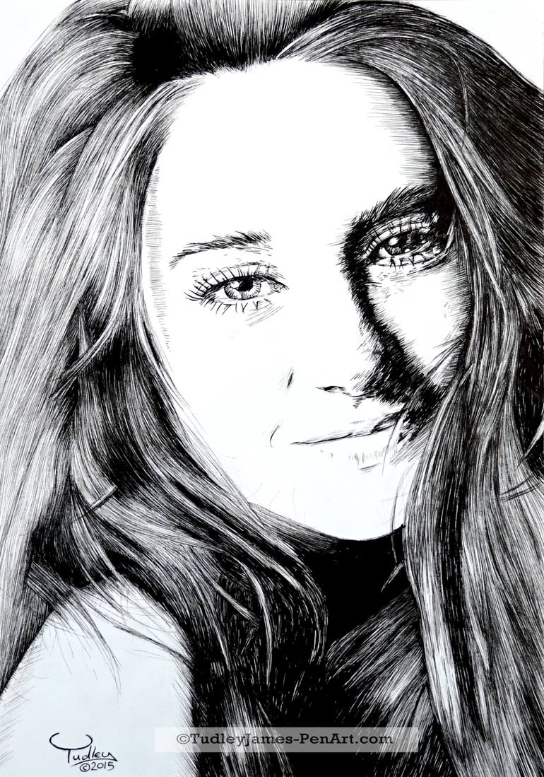 Shailene Woodley in Pen Drawing by Tudley james | Saatchi Art