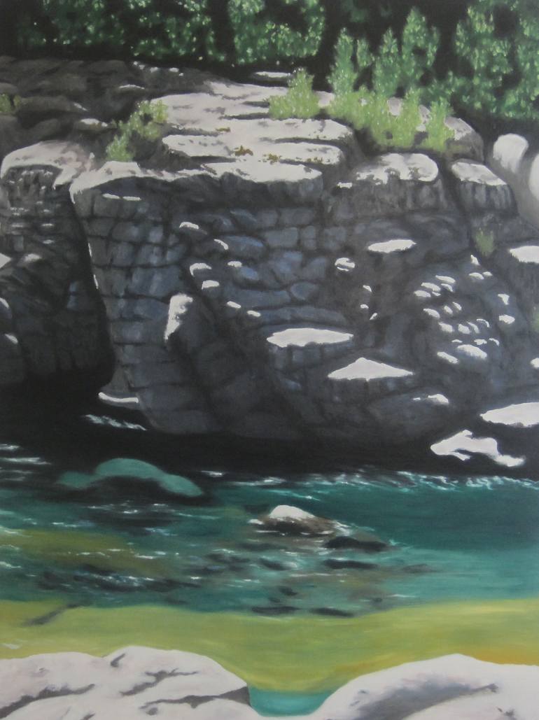 Sunny Rock River Painting by Derek Maryanovich | Saatchi Art