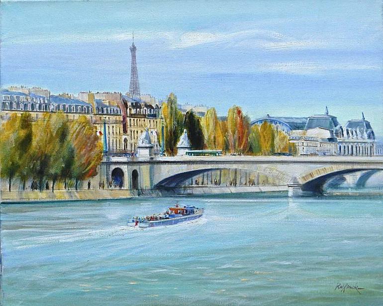 Paris, le pont du Carrousel et le Quai d'Orsay - Tour Eiffel Painting ...