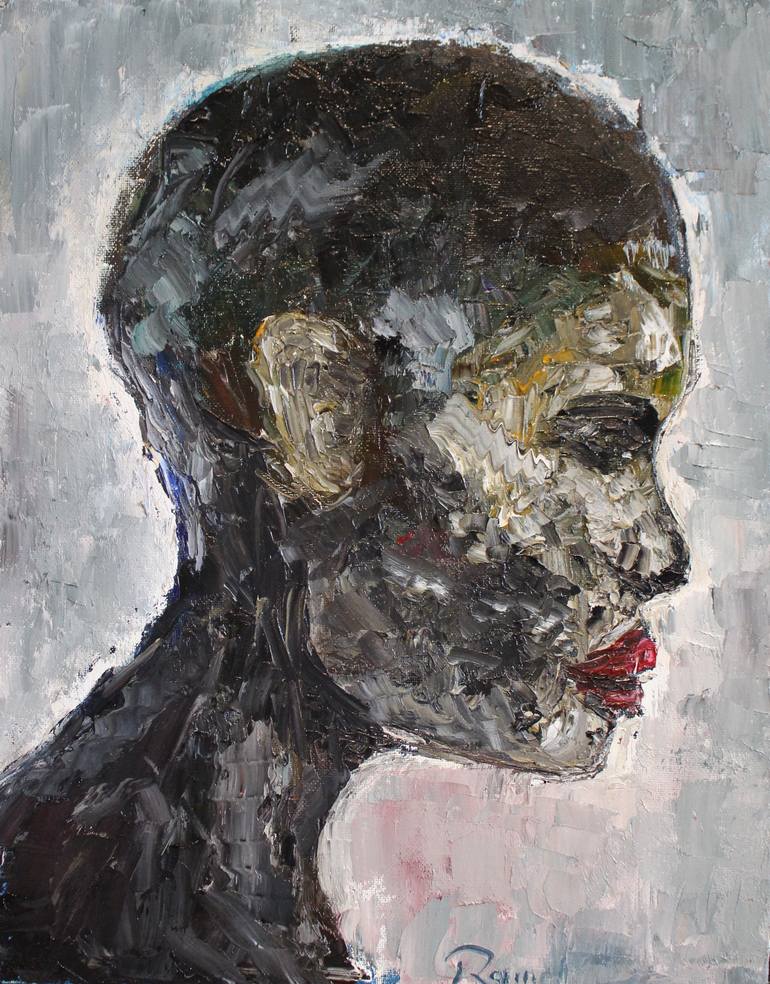 Black Skinhead I Painting by Rain Saric | Saatchi Art