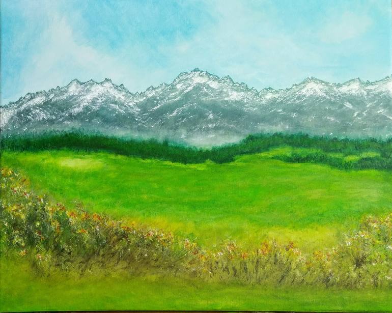 Spring in the Alps Painting by Fred Lejeune | Saatchi Art