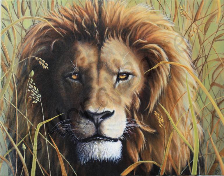Lion`s Gaze Painting by Alona Baxter | Saatchi Art