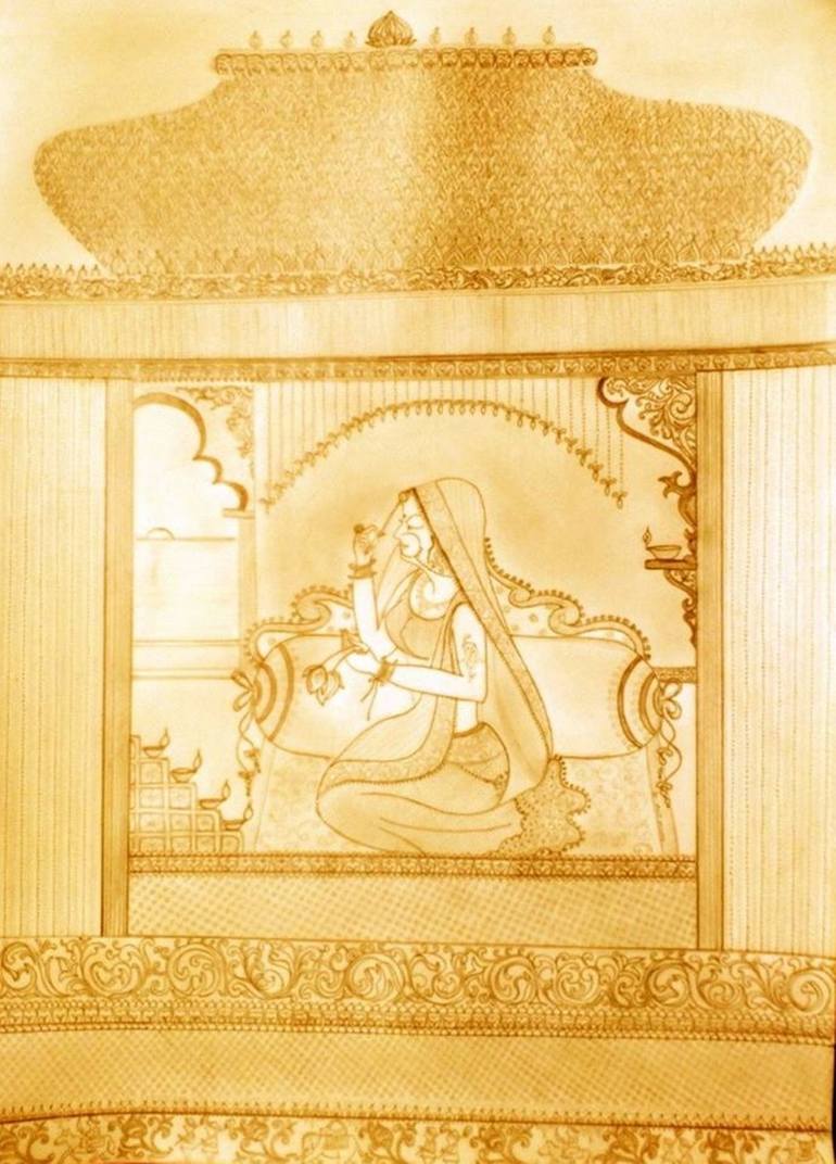 Rajasthan Maharani Drawing by Amit Sharma | Saatchi Art