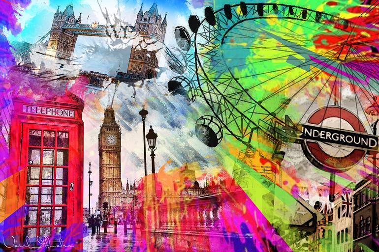 LONDON POP Painting by Usiel Illustra | Saatchi Art