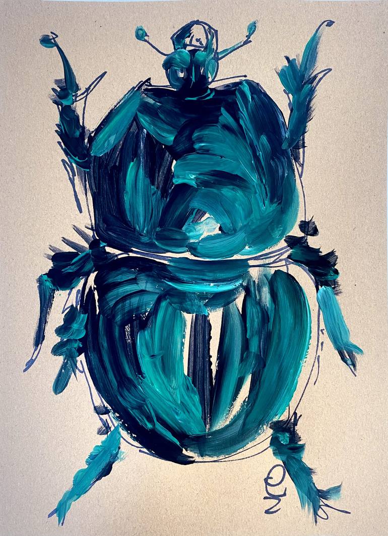 Green Scarab Painting by Mattia Paoli | Saatchi Art