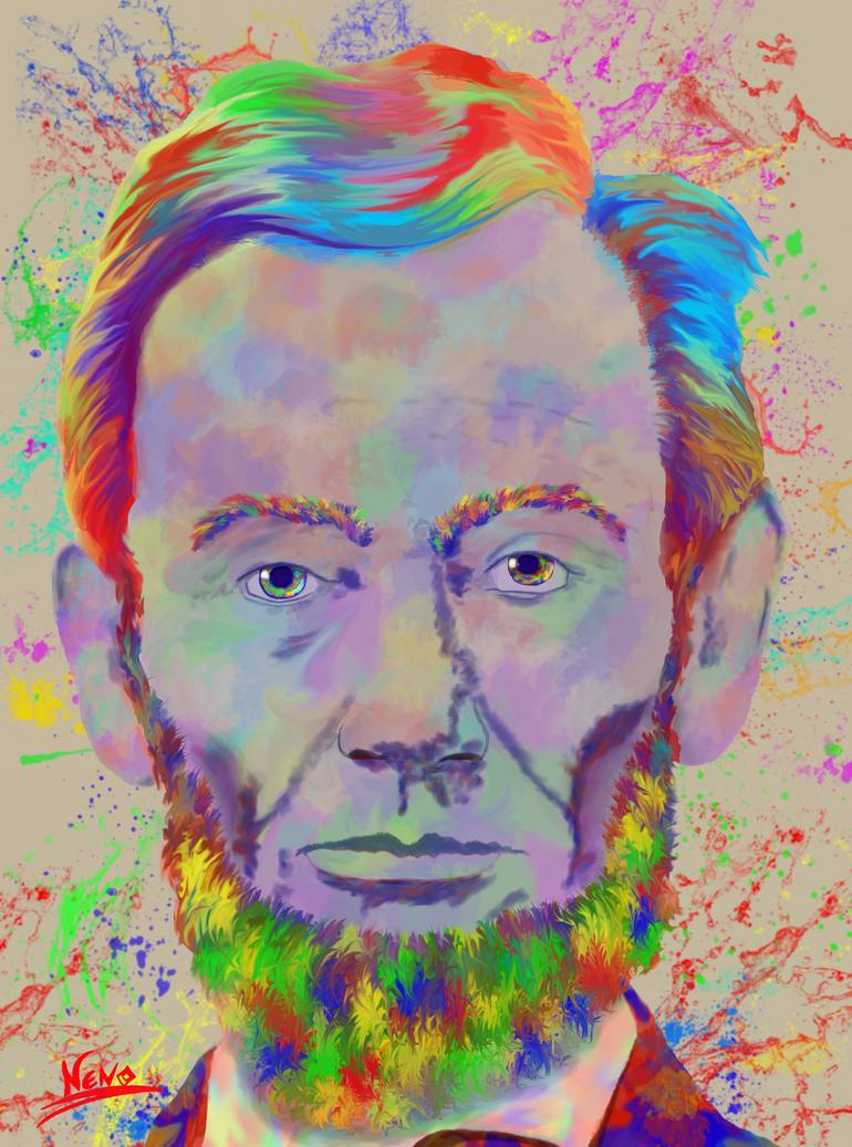 Abraham Lincoln colorful-RGB colors Painting by Nenad Arsikj | Saatchi Art
