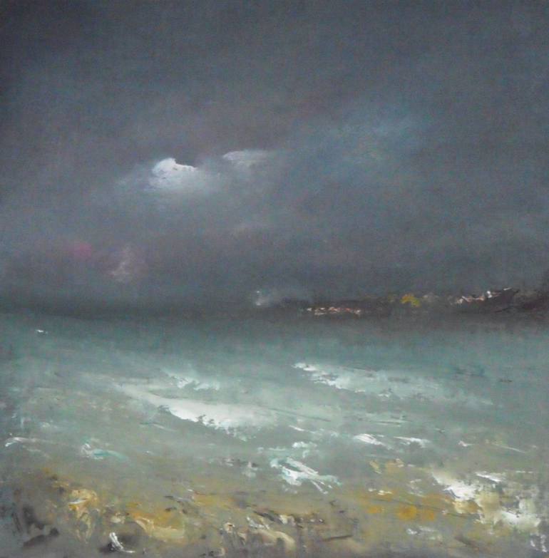 The light goes on Dublin Bay Painting by Ian Rawnsley | Saatchi Art