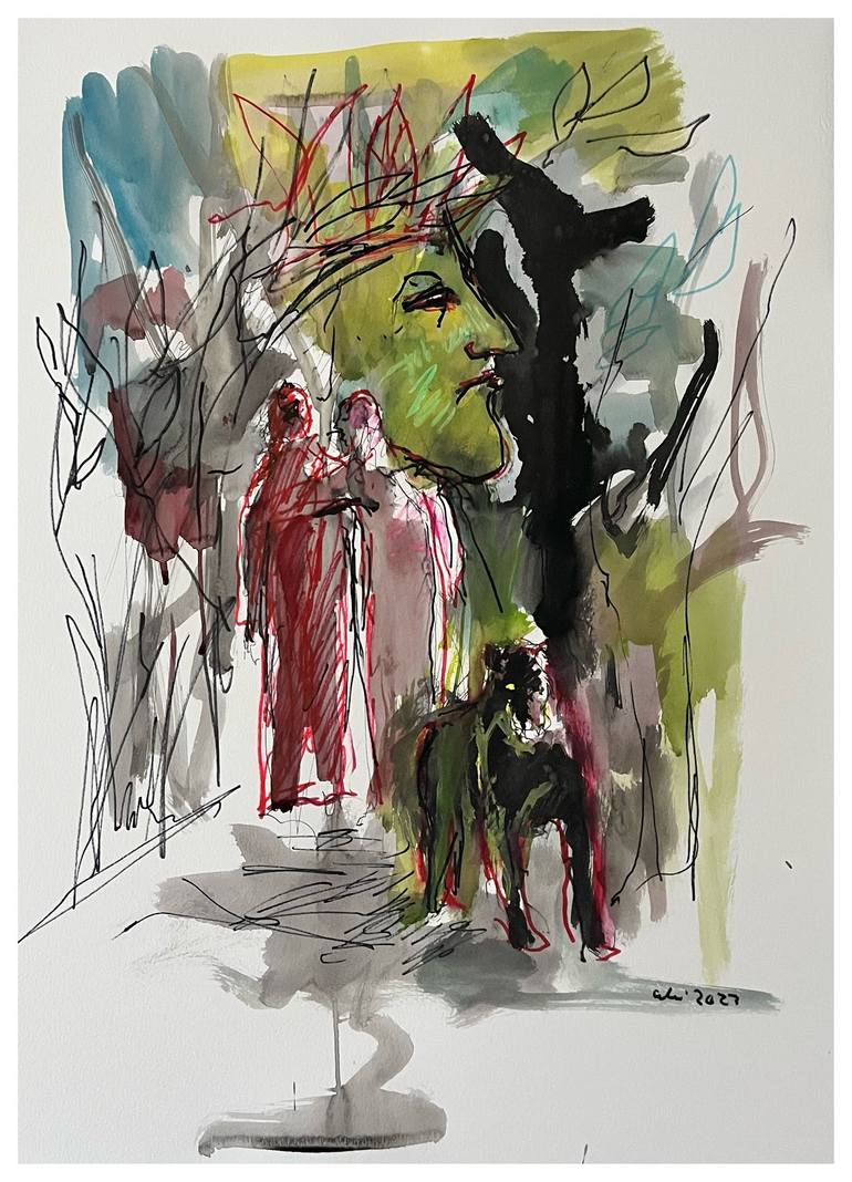 Dante und Vergil auf dem Weg Painting by Peter Crestani | Saatchi Art