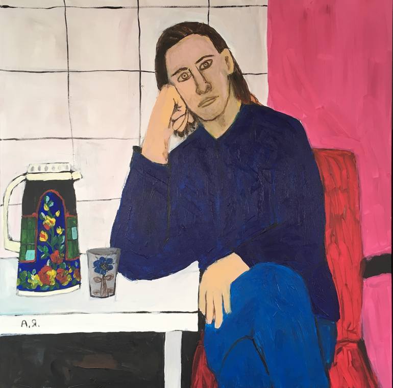 Man with a teapot Painting by Alexey Yakovlev | Saatchi Art