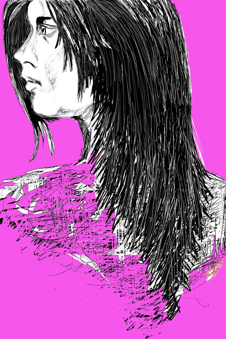 THE WOMAN IN PINK Drawing by malcolm koffy | Saatchi Art