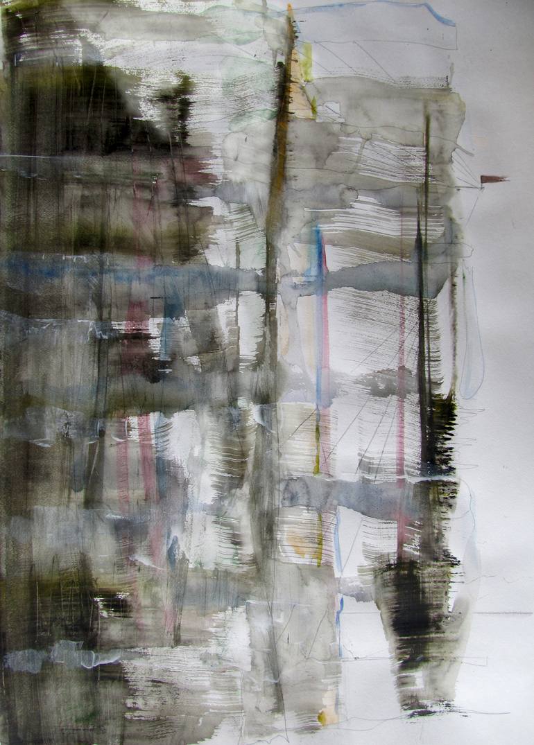 Clear Yacht near reinforced concrete landscape, Abstract painting ...