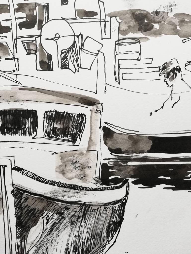 Old Harbor Drawing by Jelena Djokic | Saatchi Art