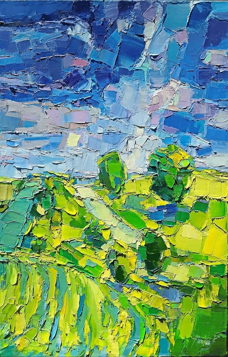 Spring Country Road. Rain Is Approaching. Painting by Ruslan Khais ...