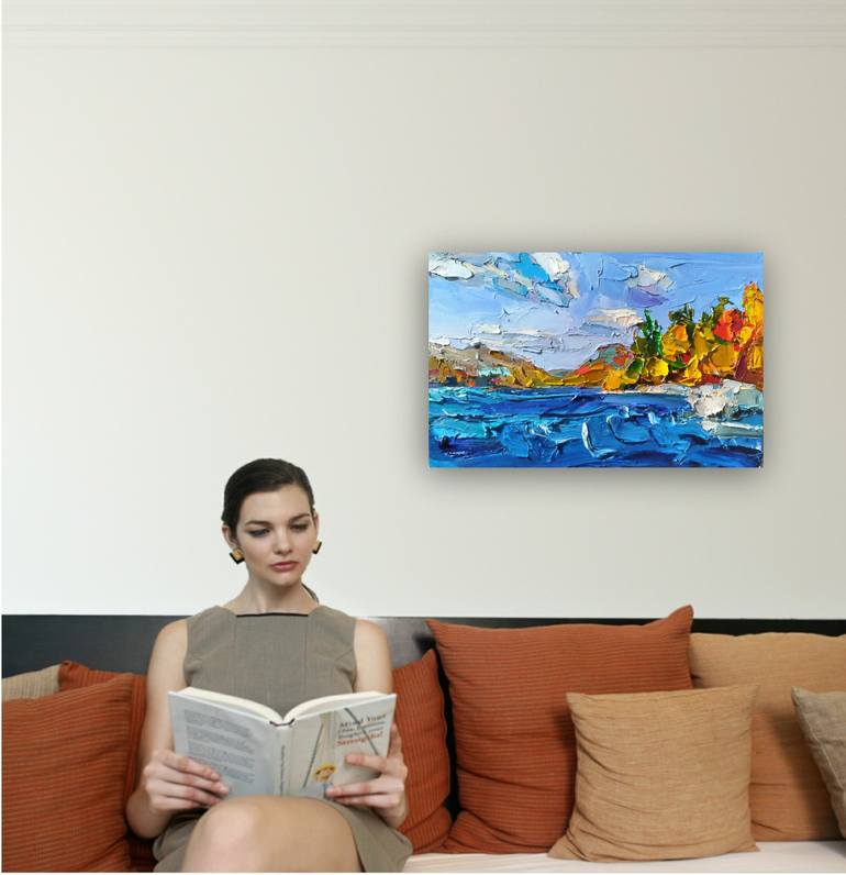 Simply Autumn. Rough Water Painting by Ruslan Khais | Saatchi Art