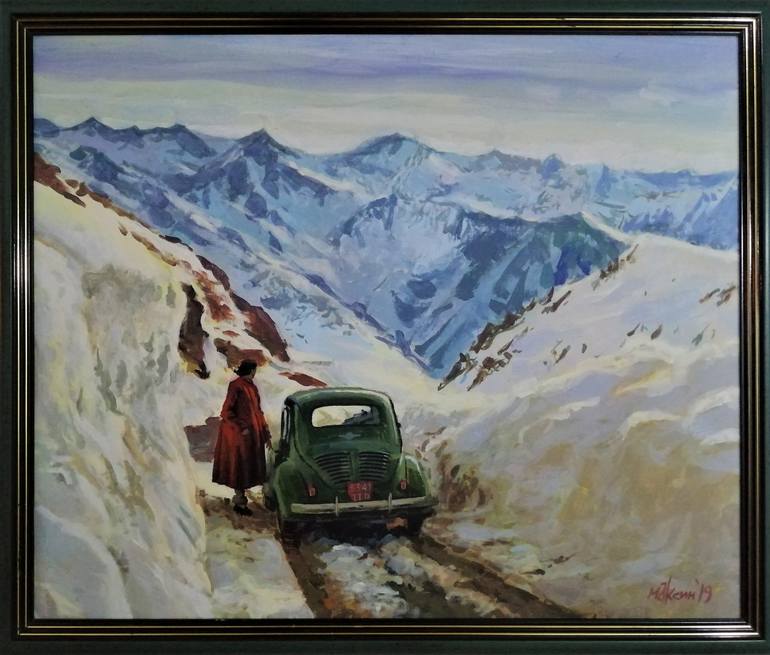 snowy road Painting by Maksim Dimitrov | Saatchi Art