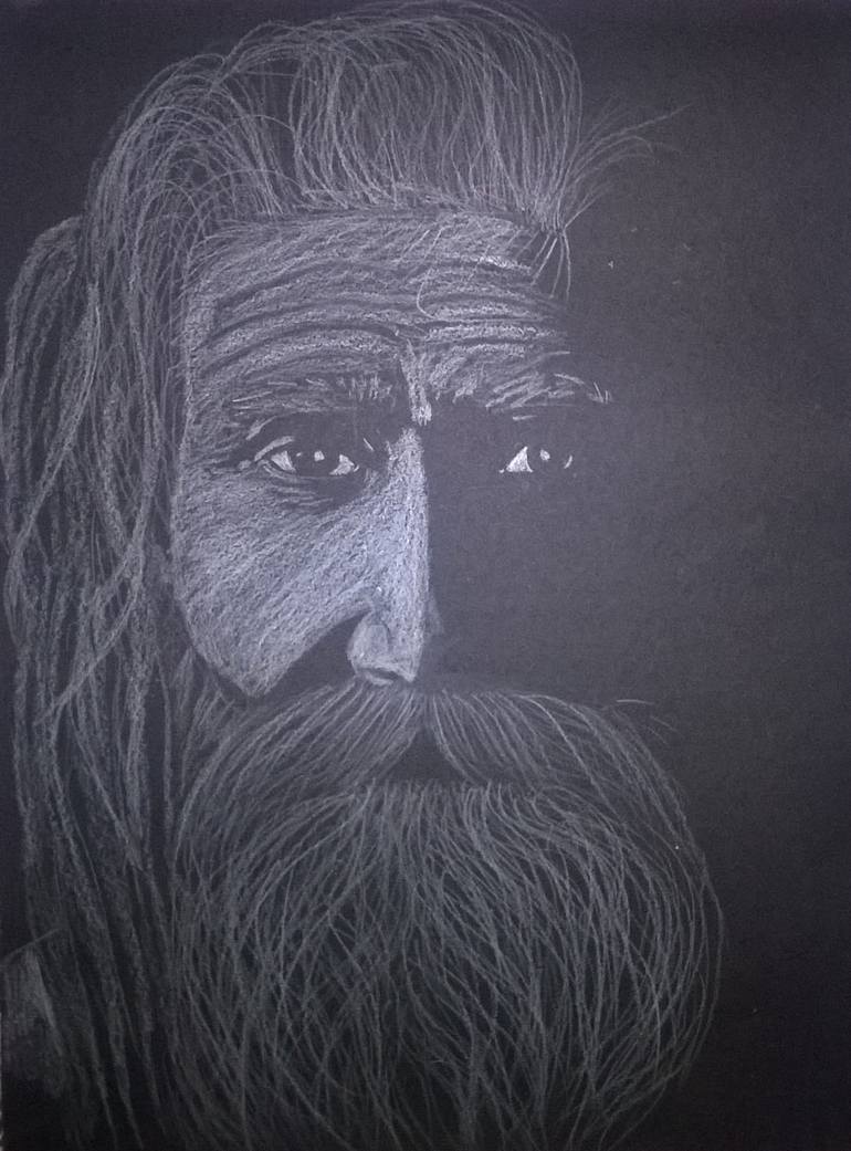 indian sant Drawing by Sachin Sasode | Saatchi Art