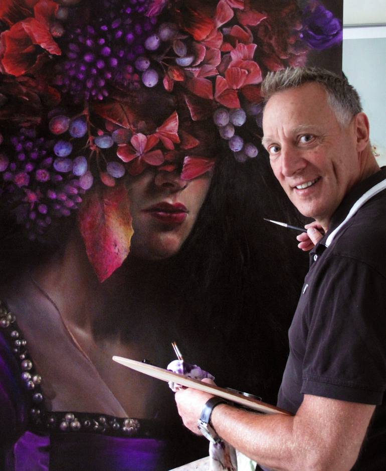 Her colour of flowers Painting by Cor Lap | Saatchi Art