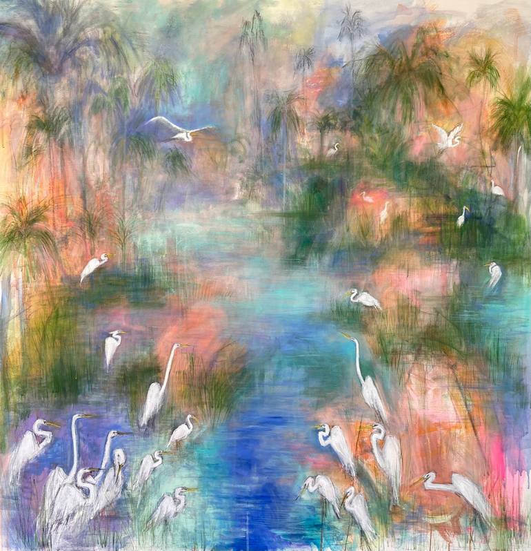 Sunset waders Painting by Amanda Raulerson | Saatchi Art