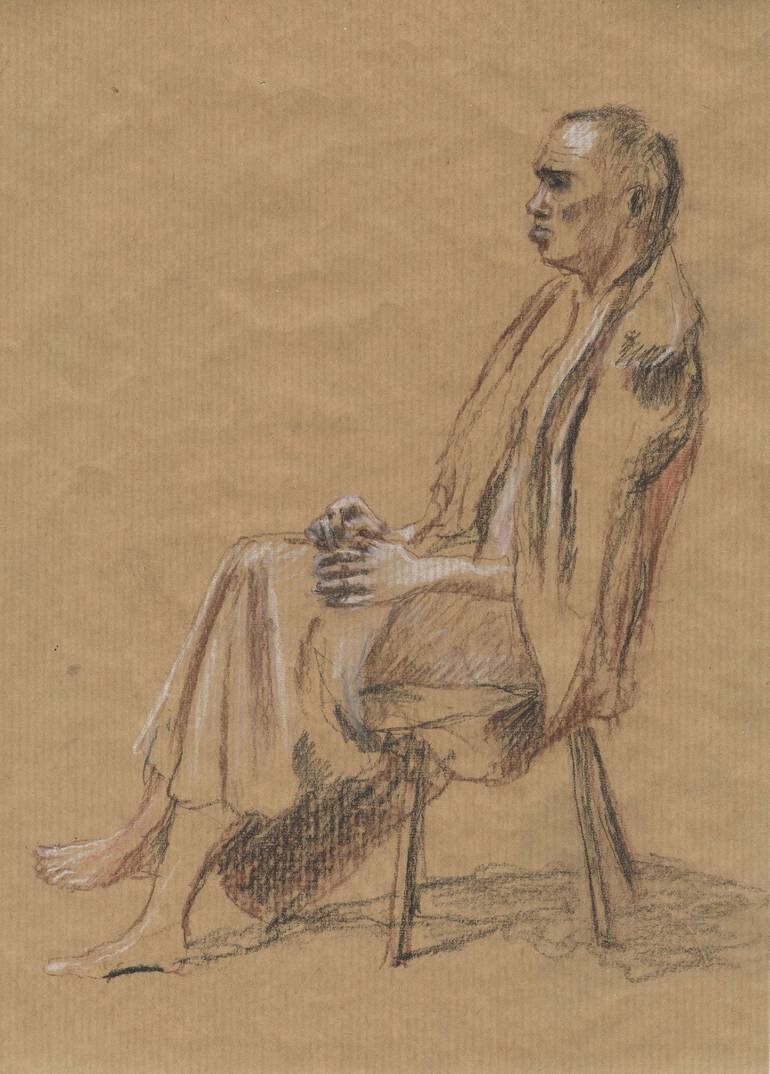 The worried man Drawing by Magali Batte Gauthier | Saatchi Art