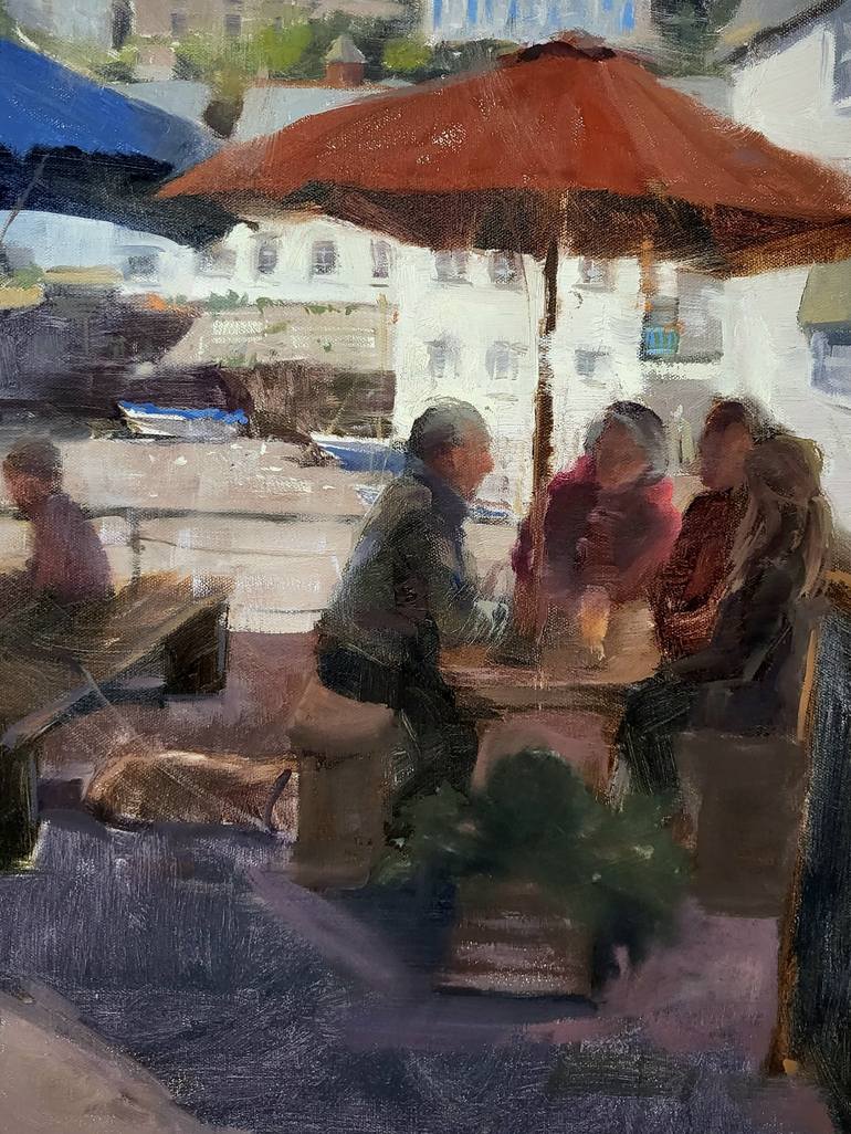 Cornish Table Talk Painting by Kristina Sellers | Saatchi Art