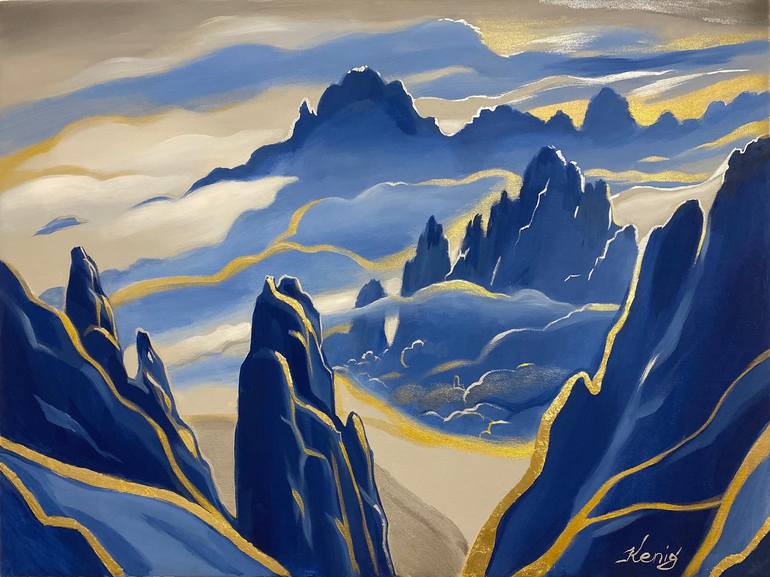 Moonlight mountains Painting by Dmitry King | Saatchi Art