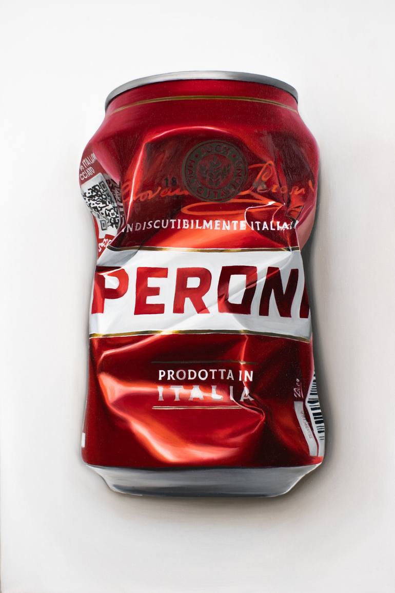 Crushed Elegance: Peroni Painting by Gennaro Santaniello | Saatchi Art