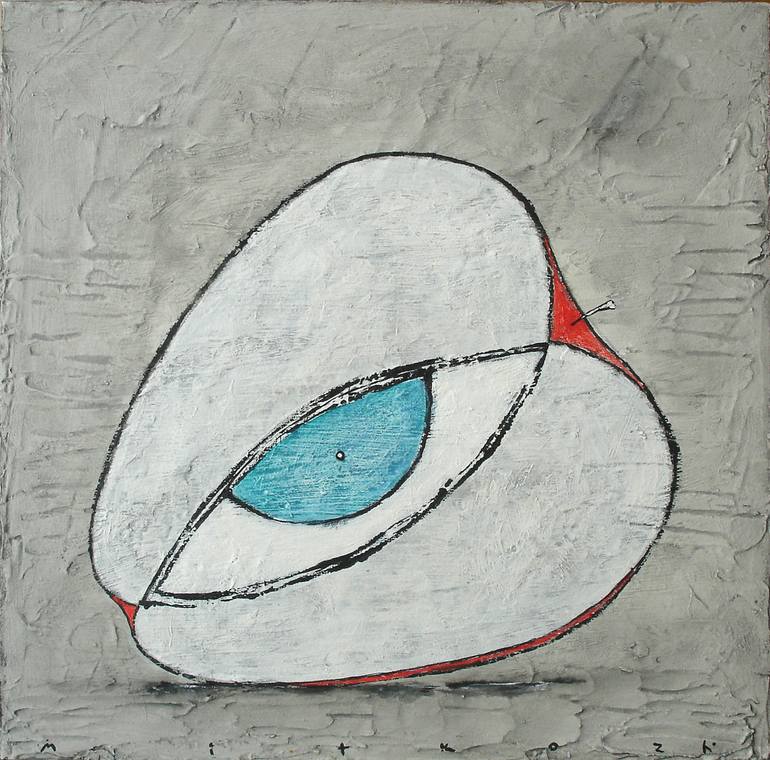 apple with eye Painting by Mitko Zhelezarov | Saatchi Art