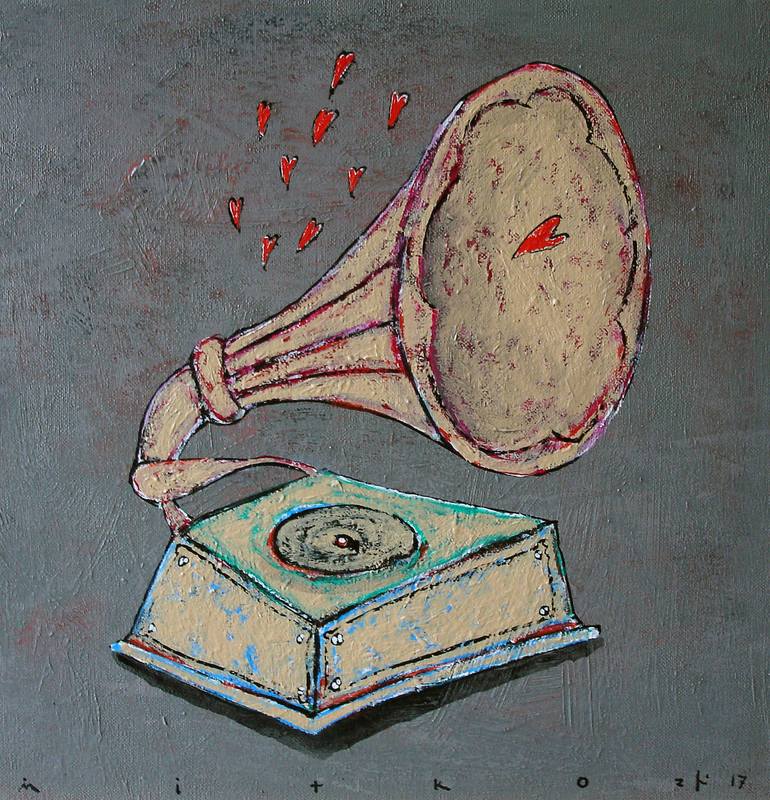 Old Gramophone Painting by Mitko Zhelezarov | Saatchi Art