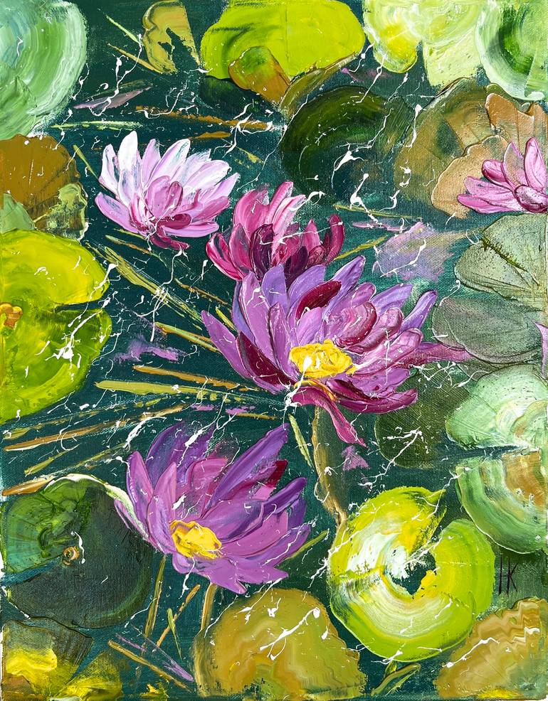 Water Lily original oil impasto painting Painting by Halyna Kirichenko ...