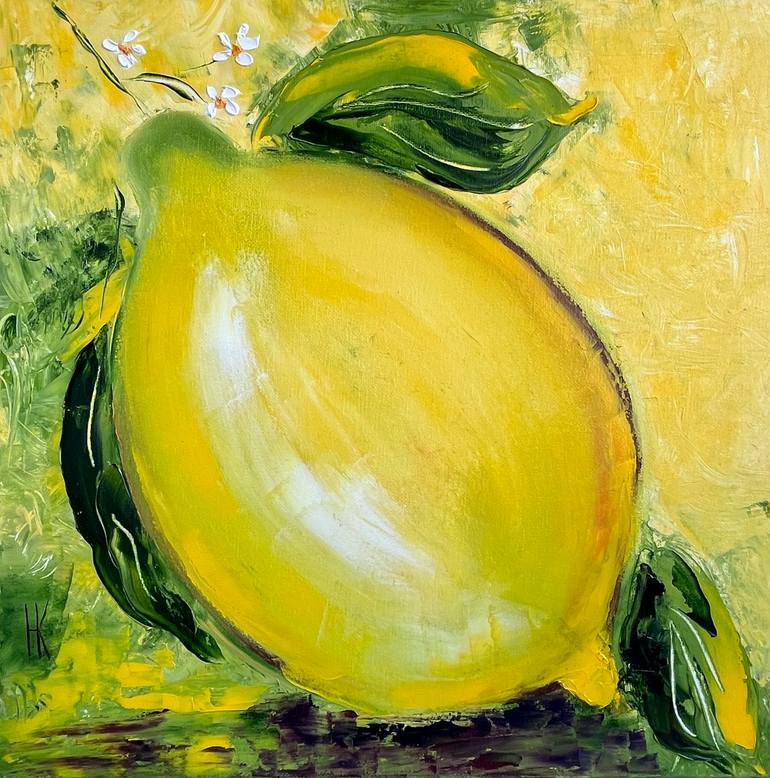 Lemon Painting Fruit Original Art Citrus Oil Impasto Artwork Painting ...