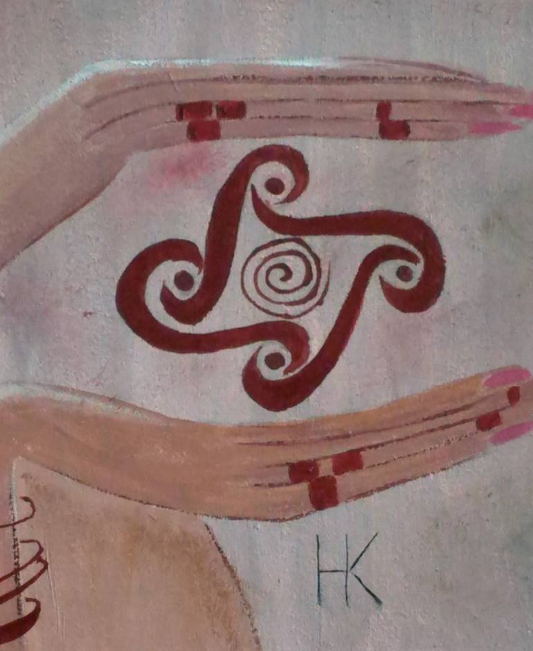 female abstract portrait with ornament original oil artwork woman ...