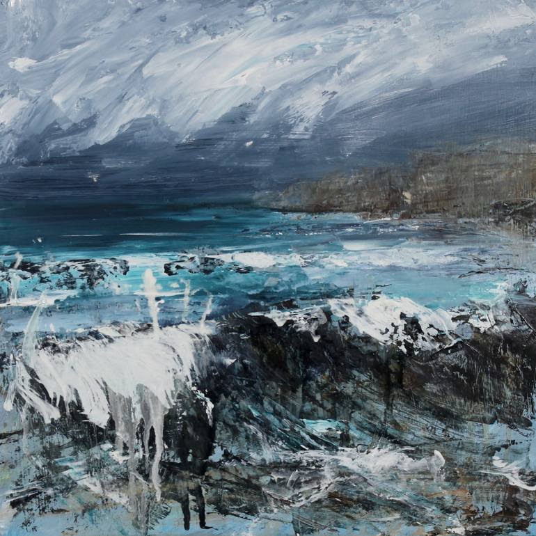 Seascape - Turquoise Drama Painting by susie monnington | Saatchi Art