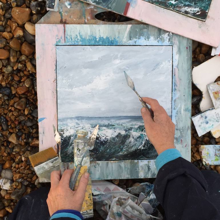 Seascape - Waves Running Painting by susie monnington | Saatchi Art