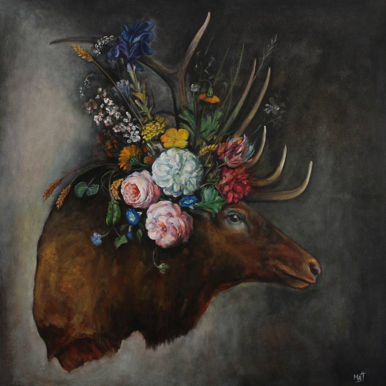 Deer Still Life Painting by Pierre Elliott Matte | Saatchi Art