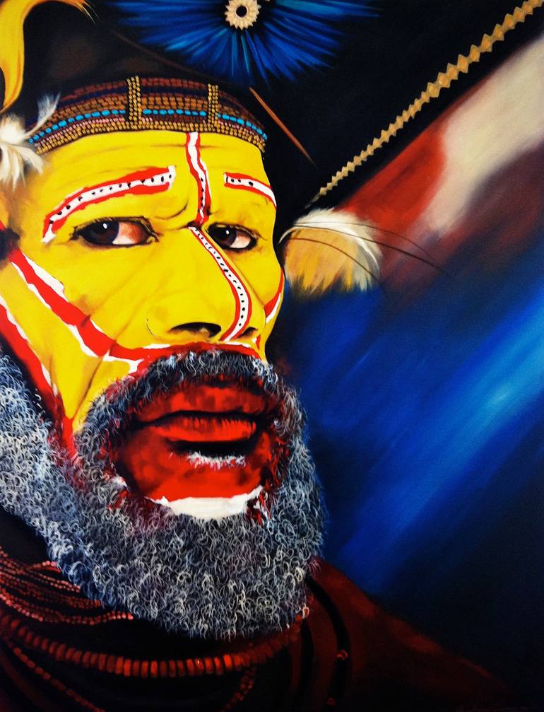 Huli Warrior PNG Painting by Penelope Casey | Saatchi Art