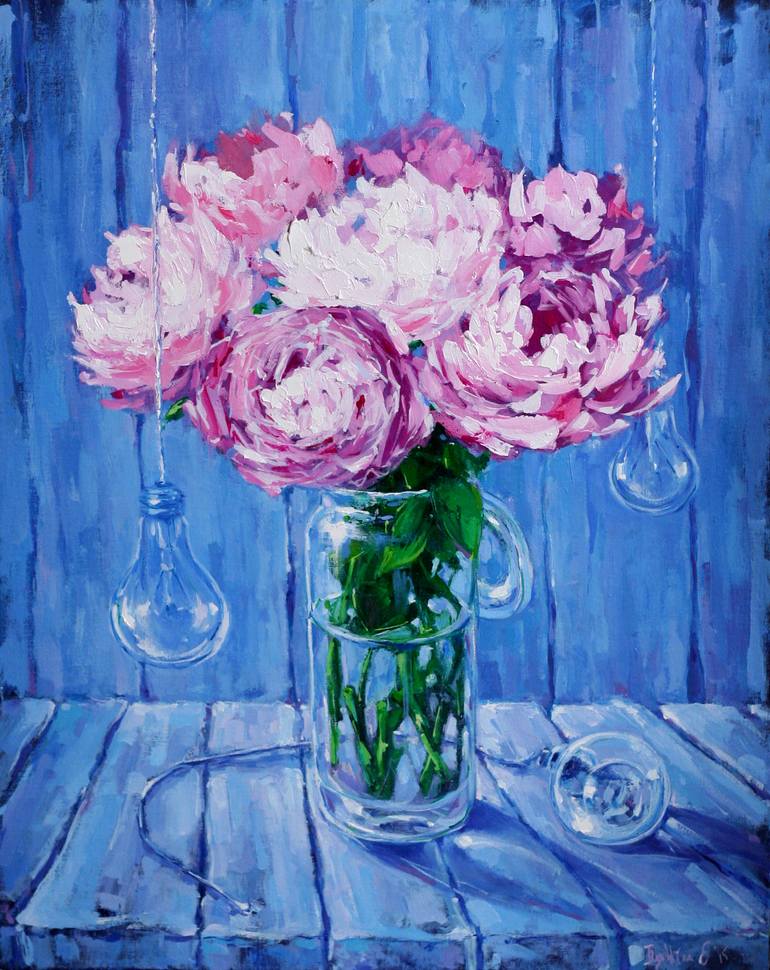 Peonies Painting by Catherine Ilyushkina | Saatchi Art