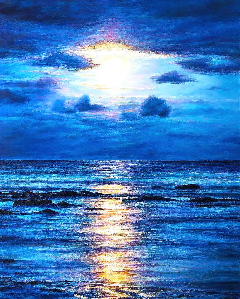 Atlantic Moonrise Painting by Spencer Yancey | Saatchi Art