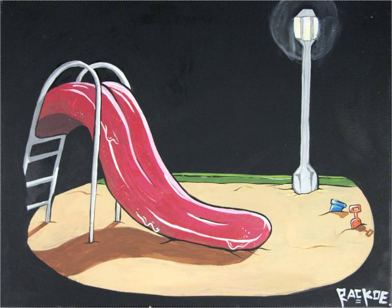 Inappropriate Park Slide Painting by Rackoe Camp | Saatchi Art