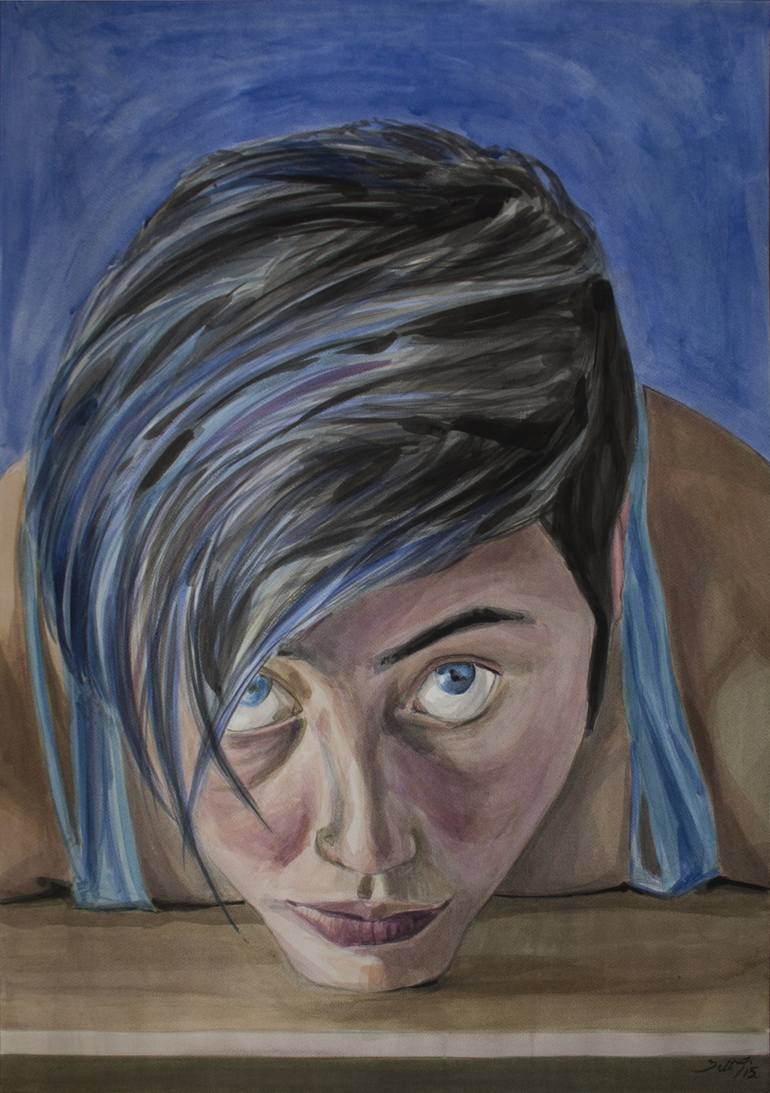 blue-headed Painting by Nicolás Beltrán | Saatchi Art