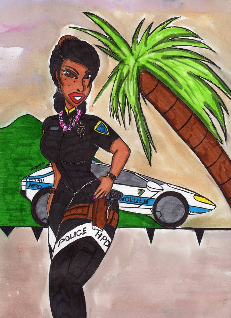 Police Officer Kahale Drawing by Ronald Woods | Saatchi Art