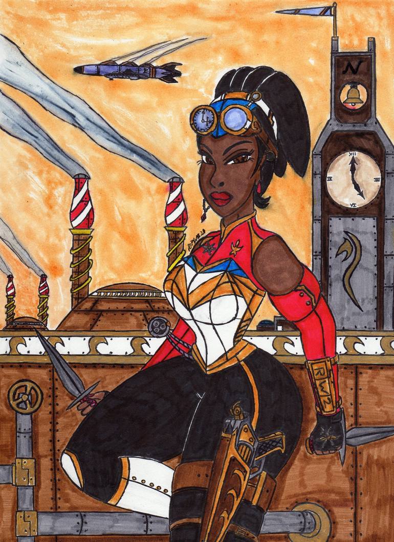 Steampunk Liberator Drawing by Ronald Woods | Saatchi Art