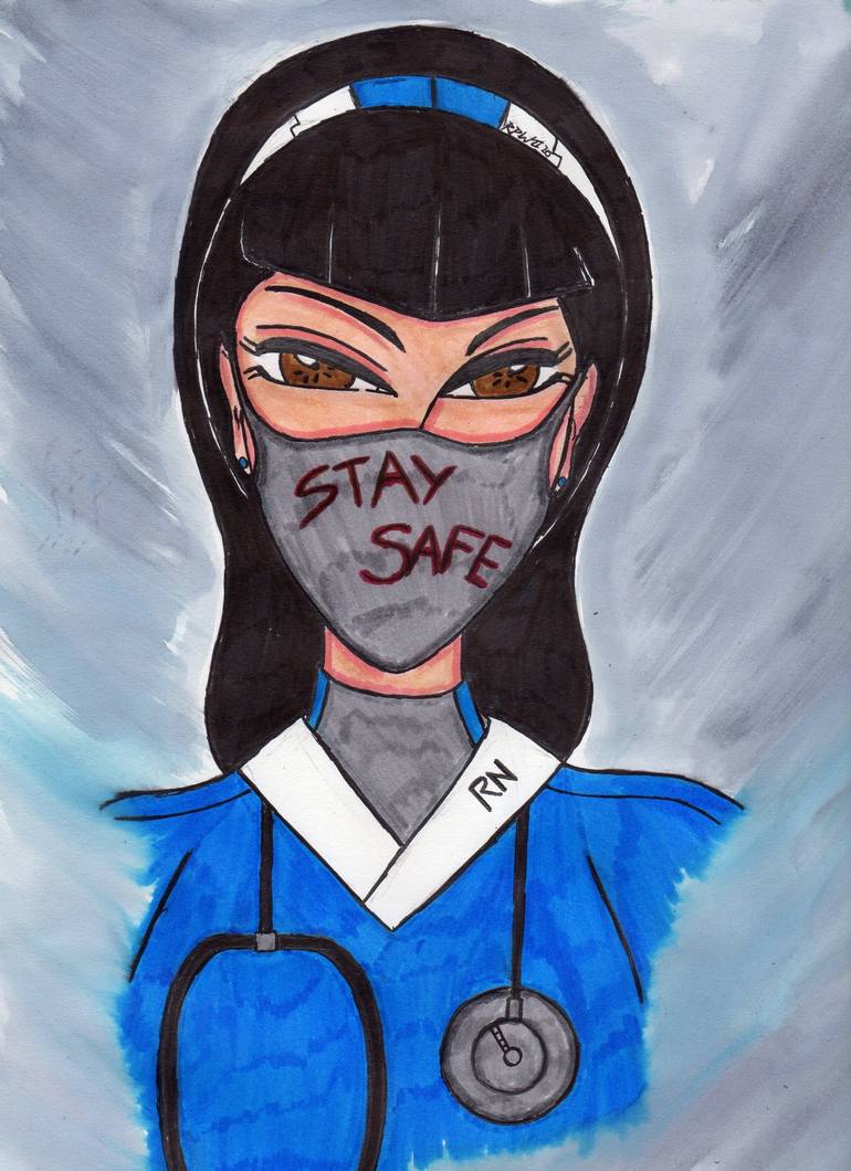 Stay Safe Mask On Drawing by Ronald Woods | Saatchi Art